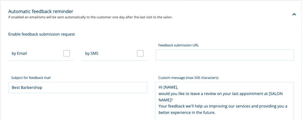 How to collect feedback from your customers using Salon Booking System